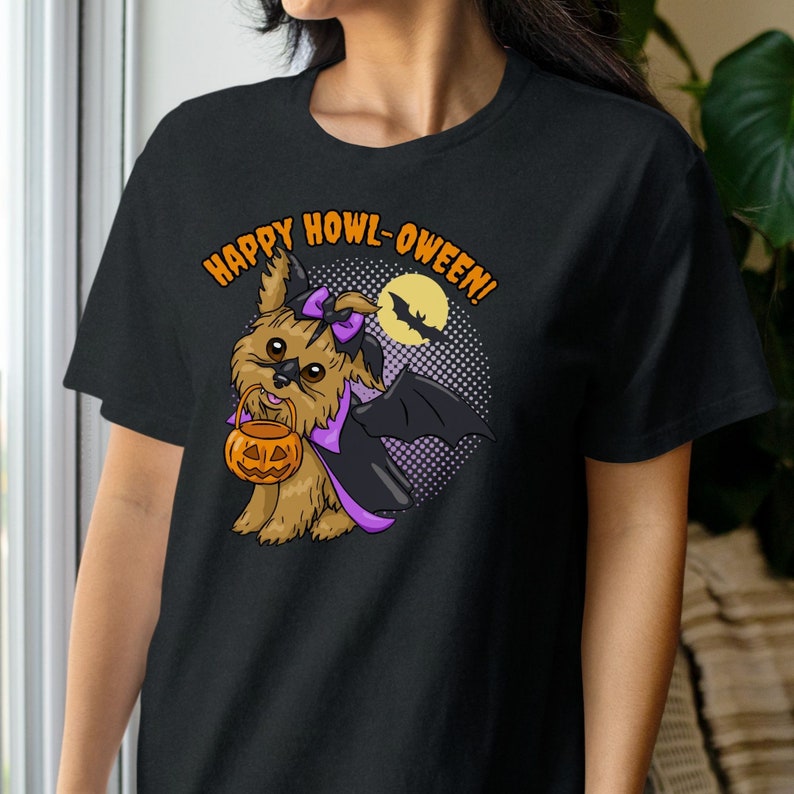 Halloween Yorkie in Bat Costume Shirt, Happy Howloween Vampire Dog ...