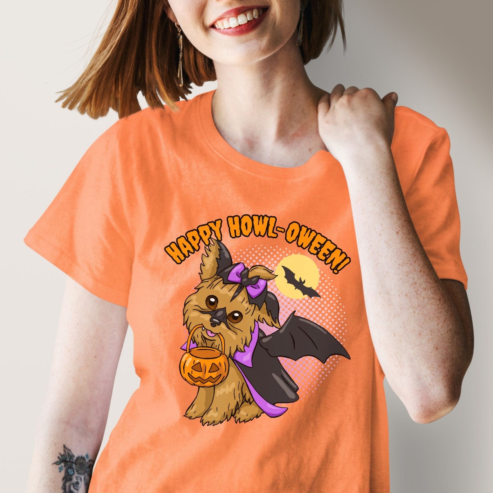 Halloween Yorkie in Bat Costume Shirt, Happy Howloween Vampire Dog ...