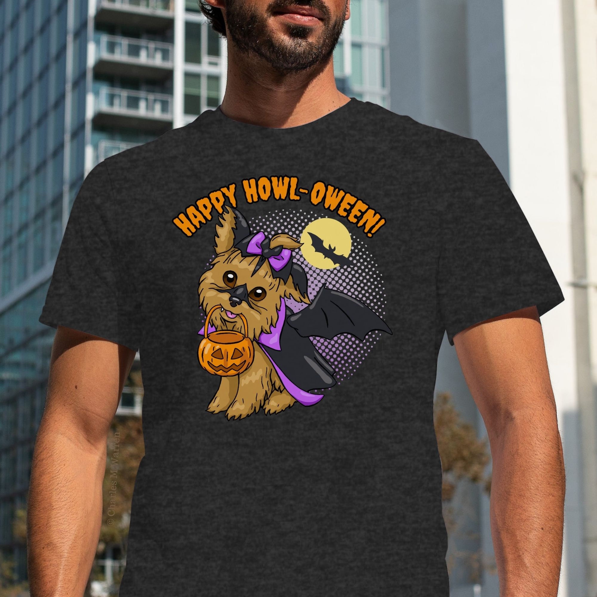Halloween Yorkie in Bat Costume Shirt, Happy Howloween Vampire Dog ...