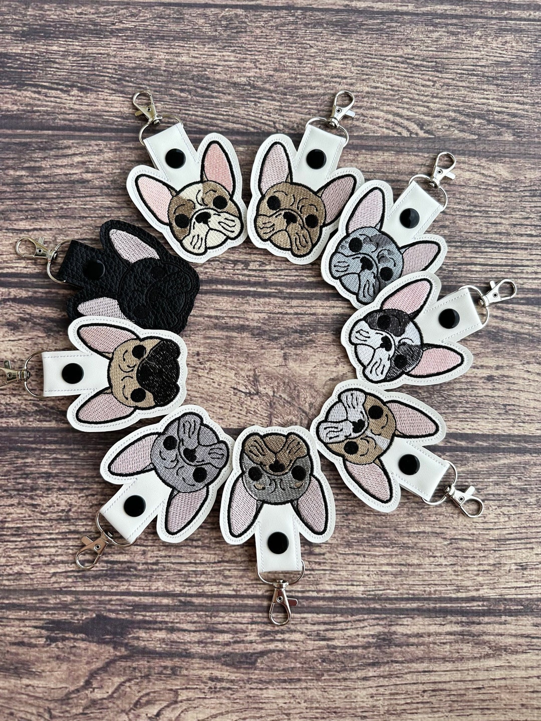 Frenchie Face Keychain, French Bulldog Mom Bag Tag, All Colors and ...