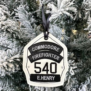 Firefighter Helmet Shield Ornament Personalized Fireman, Fire Wife Bag ...