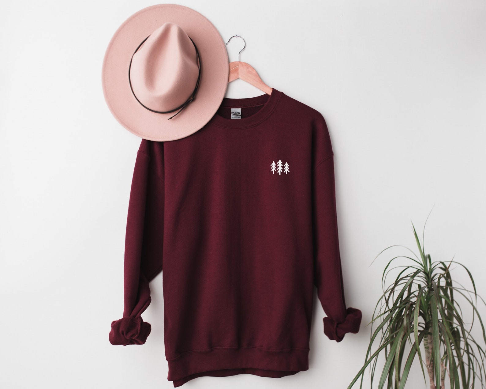 Pine Tree Embroidered Sweatshirt - Nature Sweatshirt - Camping ...