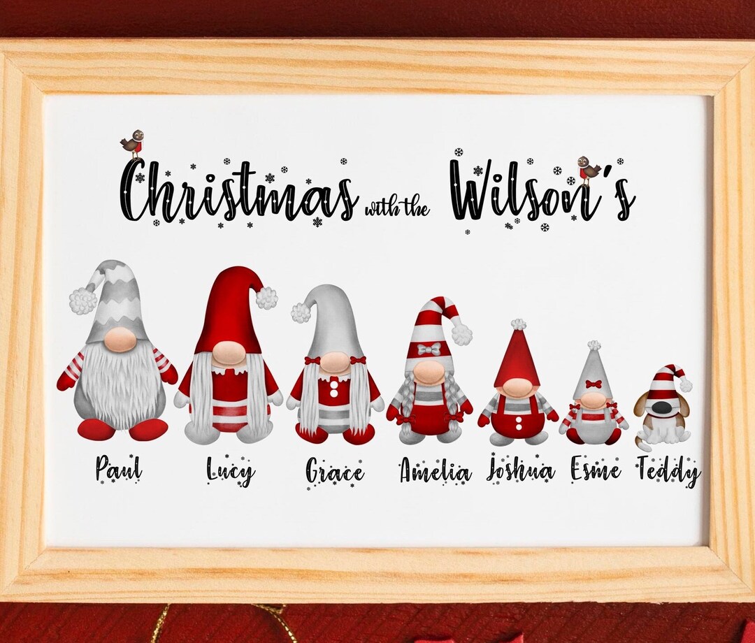 Personalised Christmas Gonk Family/friend Print/gnome Print /A4 ...