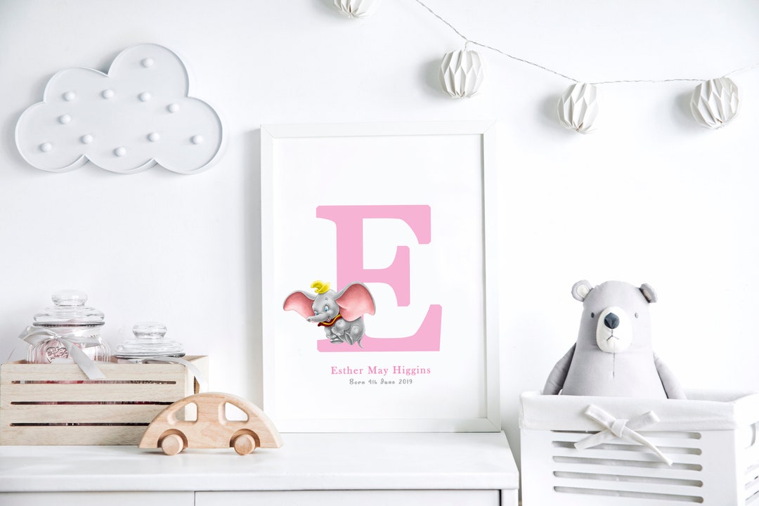 Personalised Disney's Dumbo Name Print Nursery/child Baby Boy/girl Room ...