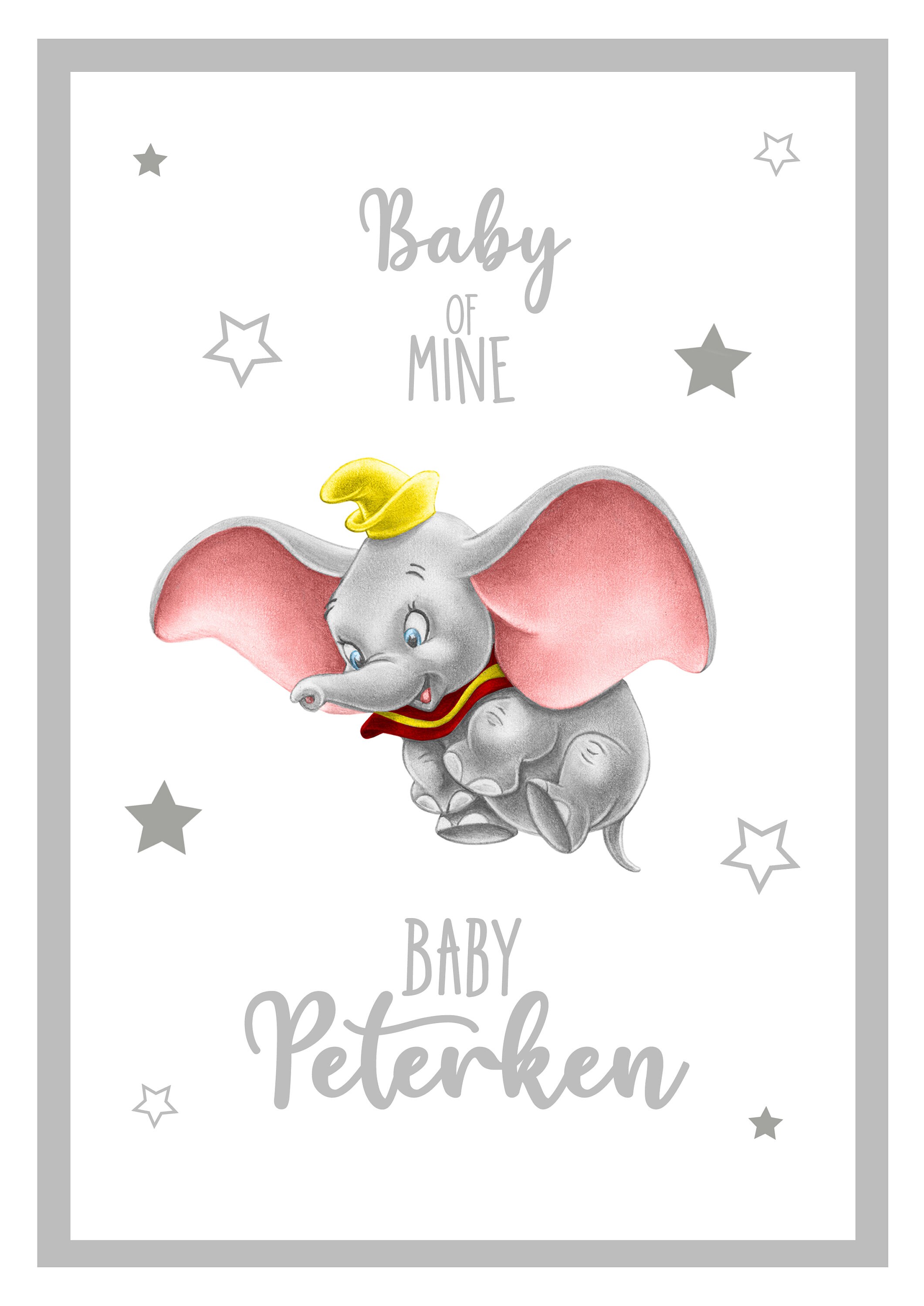 Personalised Disney's Dumbo Name Print Nursery/childs Baby Boy/girl ...