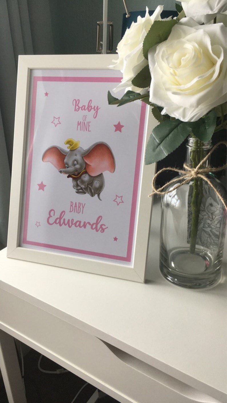 Personalised Disney's Dumbo Name Print Nursery/childs Baby Boy/girl ...