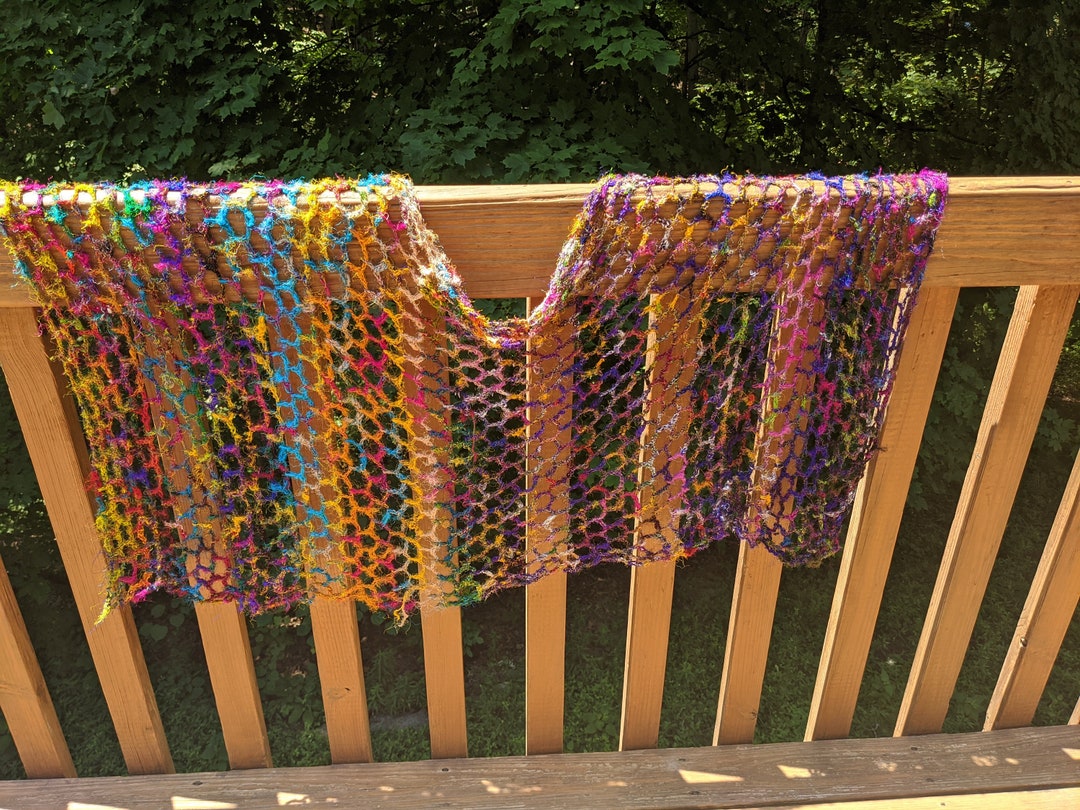 Super Fun Rectangular Wrap/shawl Made From Brightly Colored Recycled ...