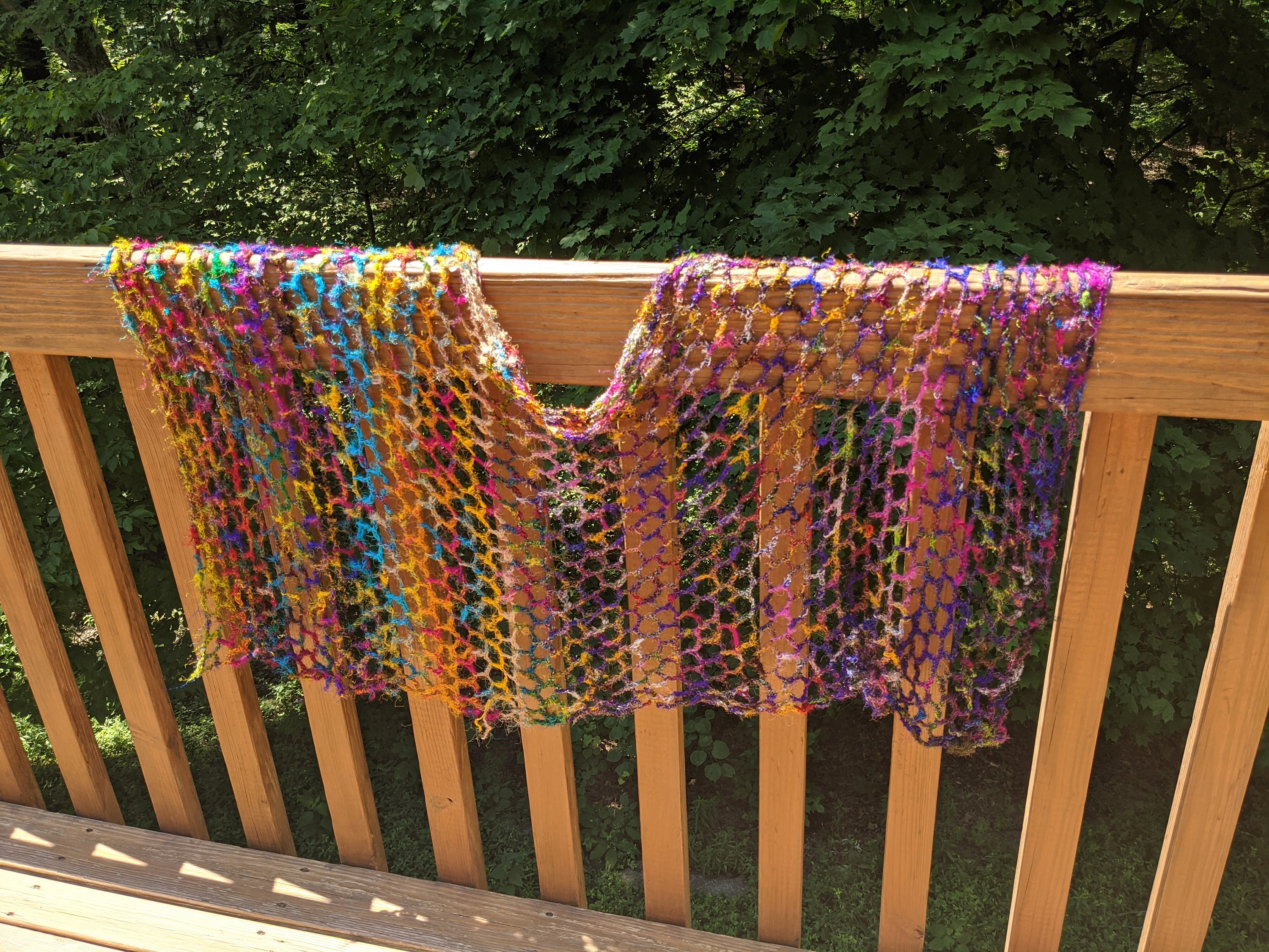 Super Fun Rectangular Wrap/shawl Made From Brightly Colored Recycled ...
