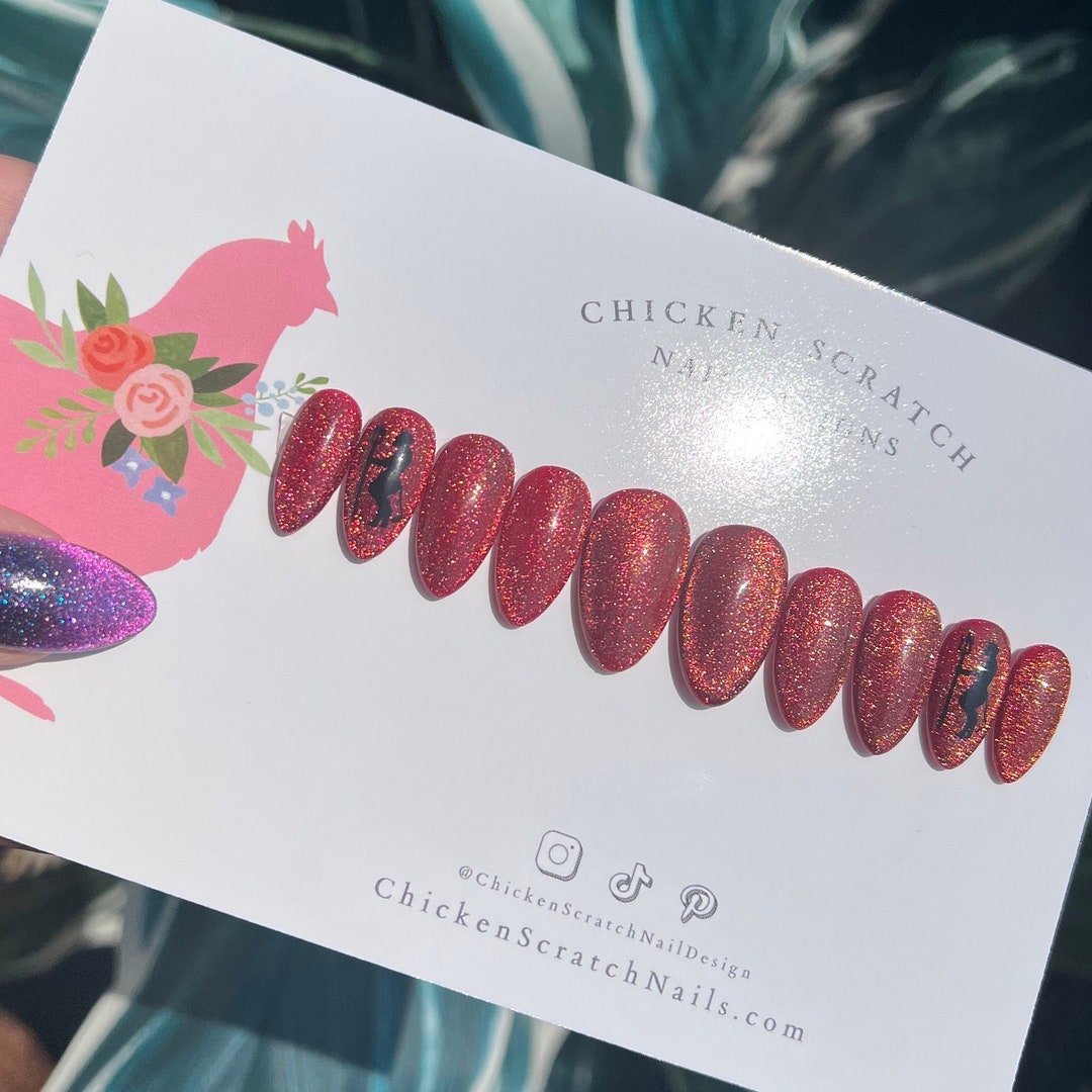 Devil Nails Halloween Nails Spooky Nails Witchy Nails Cat Eye Nails ...