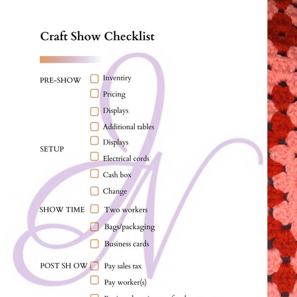 Printables Craft Show Checklist - Etsy Printables Craft Show Checklist - Etsy