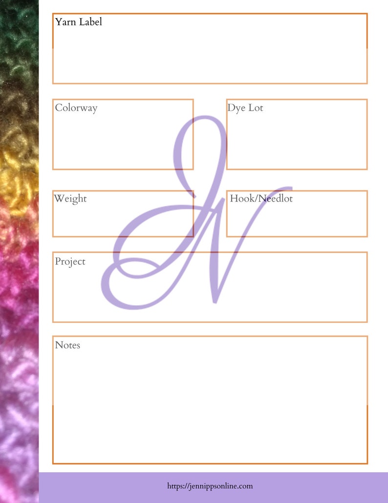 Personal Yarn Catalog Page, PDF ONLY - Etsy