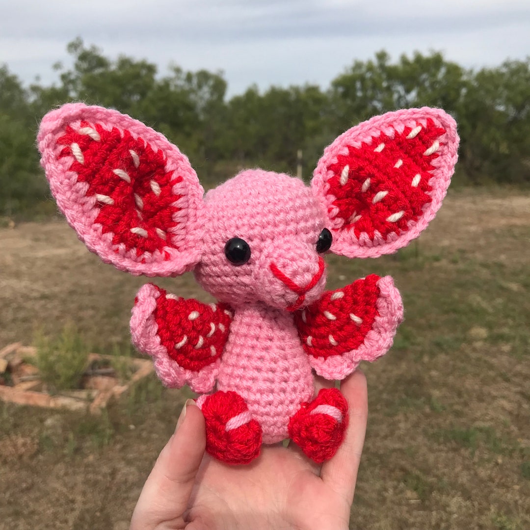 Pink and Red Strawberry Bat Handmade Amigurumi Grim Grinning Bat - Etsy