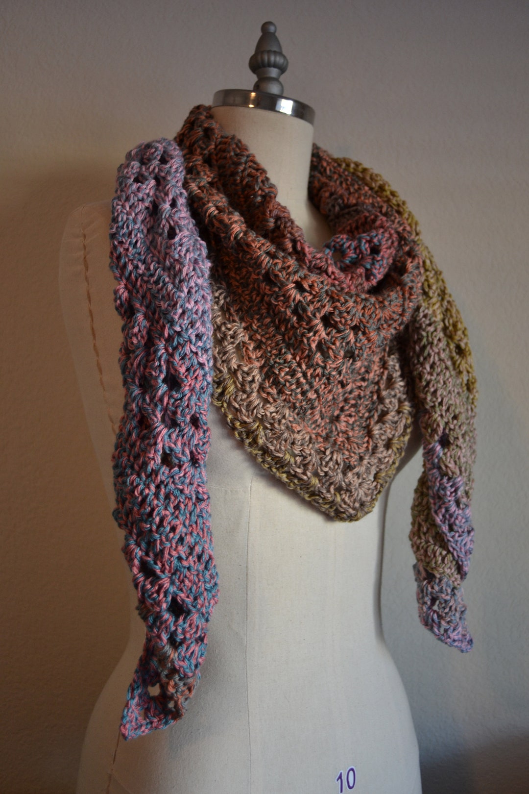Contoured Triangle Scarf Handmade Scarf Crochet Mandala - Etsy