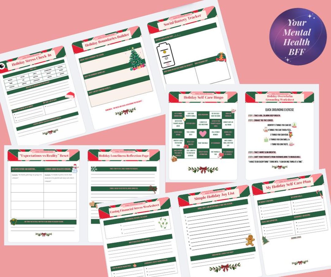 Holiday Self-care Printable Pack | Christmas Stress Relief Worksheets ...