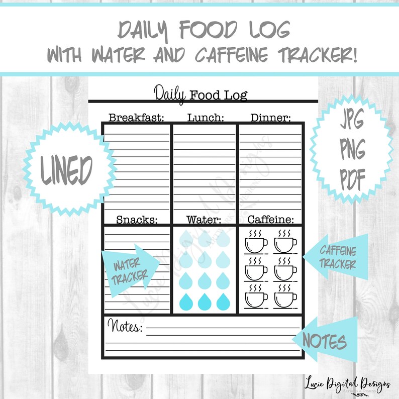 Daily Food Log, Simple Food Log, Food Agenda, Printable, Food Tracker ...