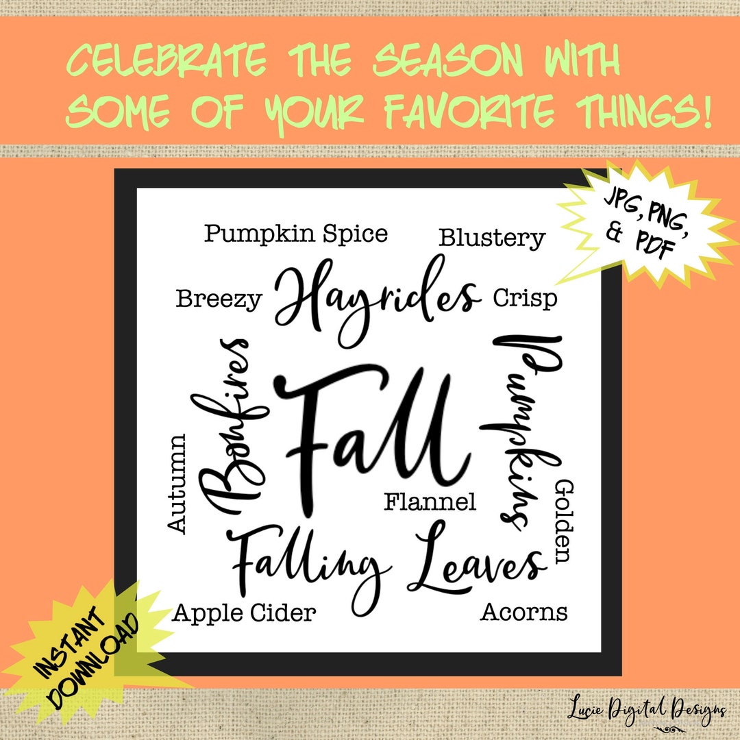Fall Comfort Word Art, Autumn, Comfort of Fall, Wall Art, Digital ...