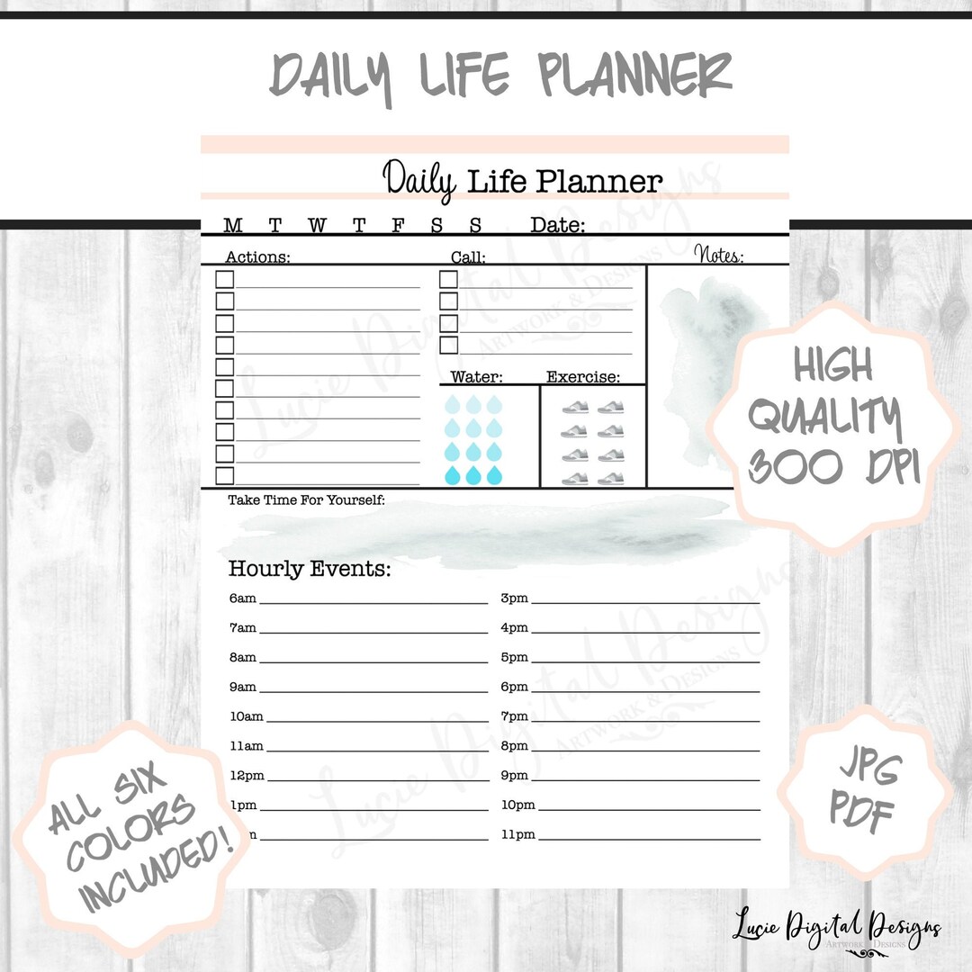 Daily Life Planner, Simple Daily Planner, Daily Agenda, Daily Planner ...
