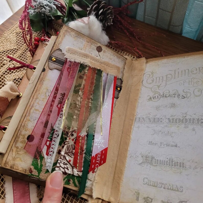 Christmas Journal in Junk Journal Style. Notebook, Memories, Unique Gift, Handmade, Ephemera ...