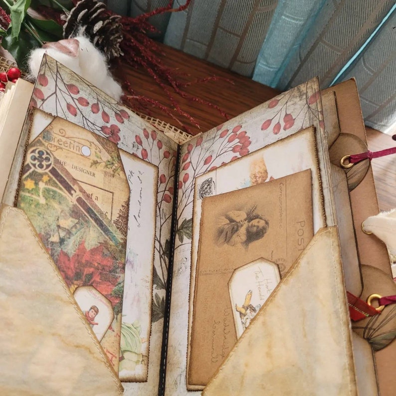 Christmas Journal in Junk Journal Style. Notebook, Memories, Unique Gift, Handmade, Ephemera ...