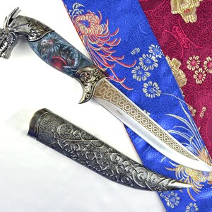 12 Athame, Ritual Dagger With Dragon Head Pommel, Ornate Guard and ...