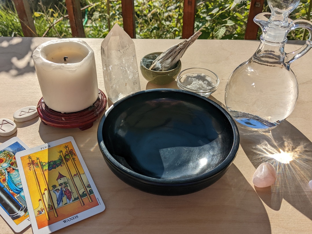 Black Scrying Bowl – Altar Bowl, Offering Dish, Ritual Bowl or Smudge ...