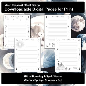 Moon Phases and Spell Timing, Printable Book of Shadows Pages for Baby ...