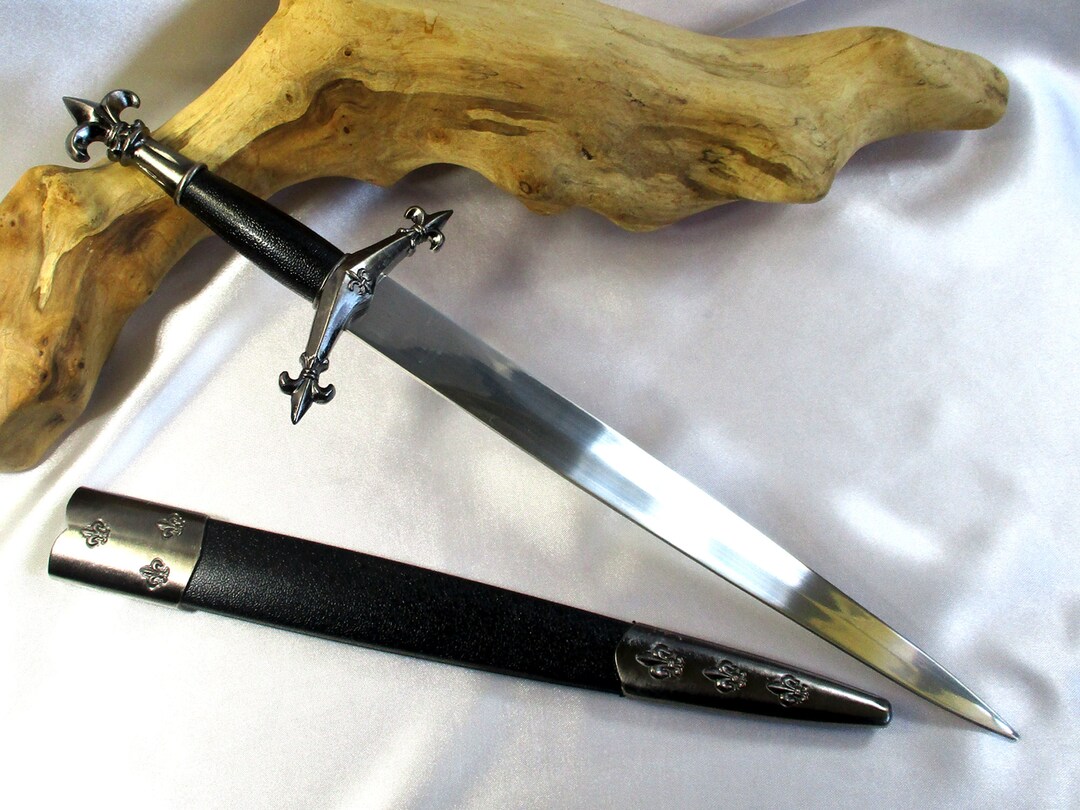 Black Altar Athame With Black Handle, Fleur-de-lis Symbol Ritual Knife ...