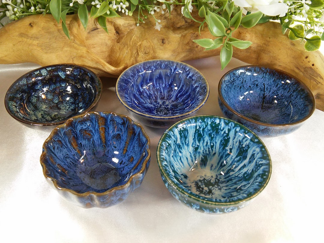 Blue Ceramic Altar Bowl, Offering Bowl, Altar Dish, Approx. 3" - 3-1/2 ...