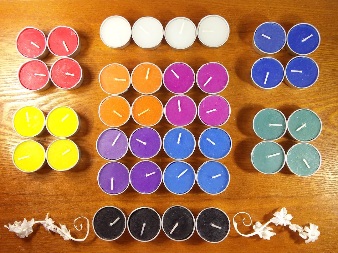 Tea Light Candles, 4 Pack, Assorted Colors, Unscented Tea Lights ...