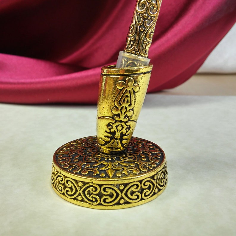 Gold Tipped Black Feather Quill Pen Gift Set With Antiqued - Etsy