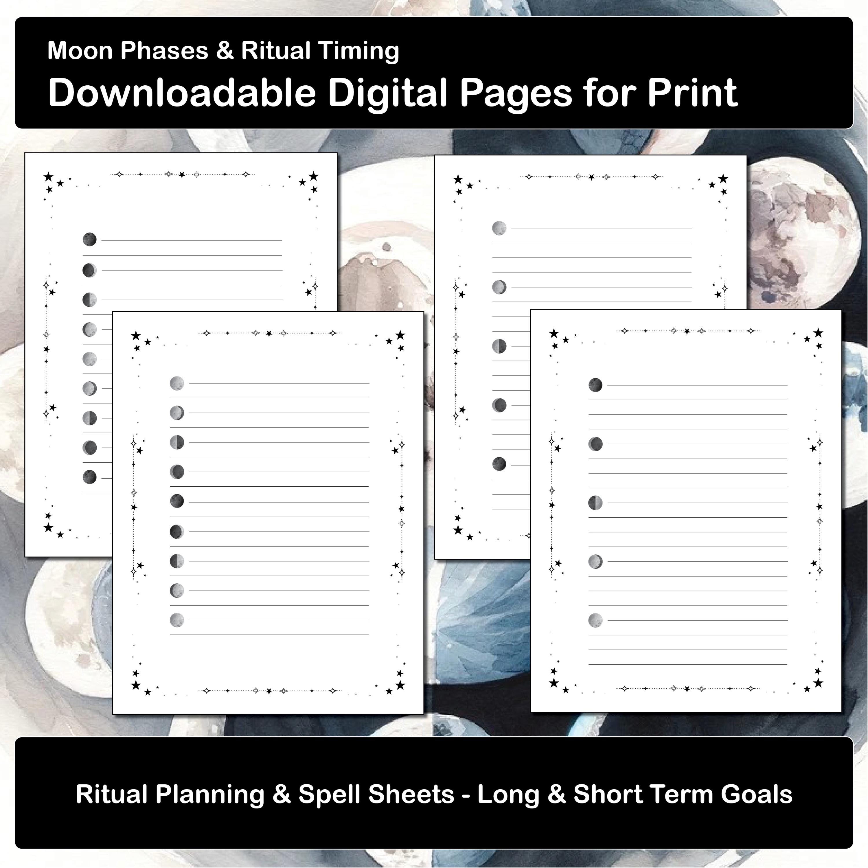 Moon Phases and Spell Timing, Printable Book of Shadows Pages for Baby ...