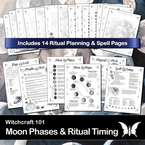 Moon Phases and Spell Timing, Printable Book of Shadows Pages for Baby ...