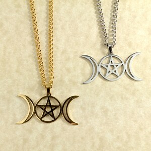 Triple Moon Necklace, Goddess Necklace, Ritual Jewelry, Wiccan Jewelry ...