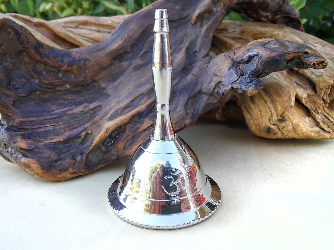 Silver Altar Bell With Om Symbol – Small Ritual Bell, Wiccan Ceremonial ...