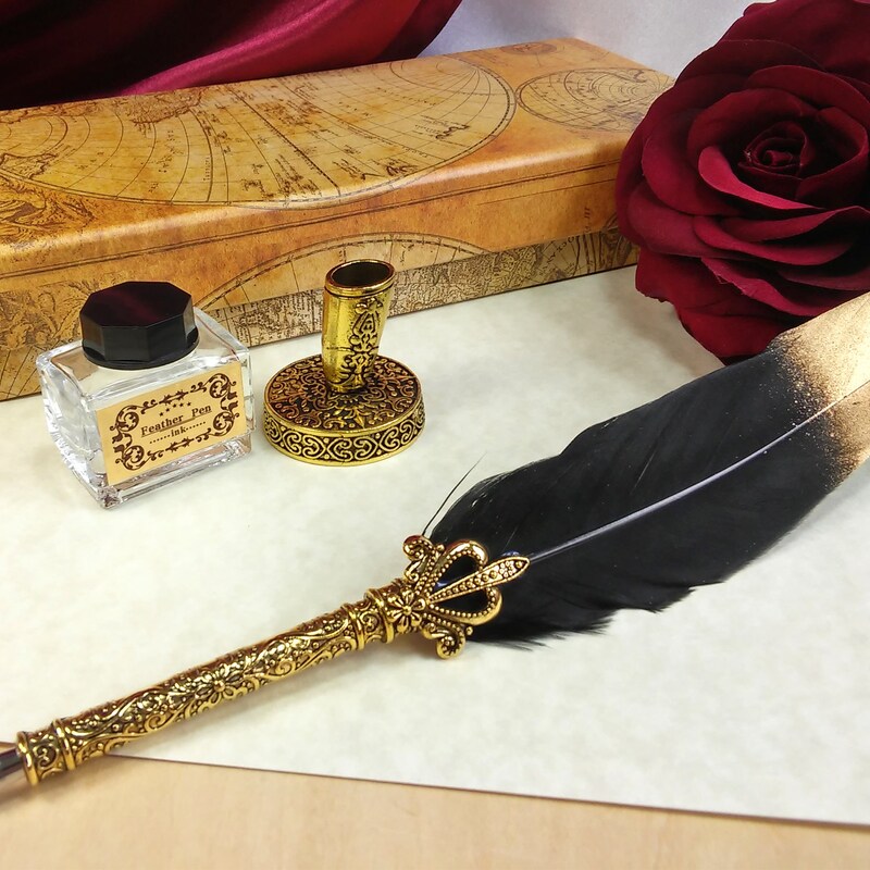 Feather Pen and Ink Set - Etsy