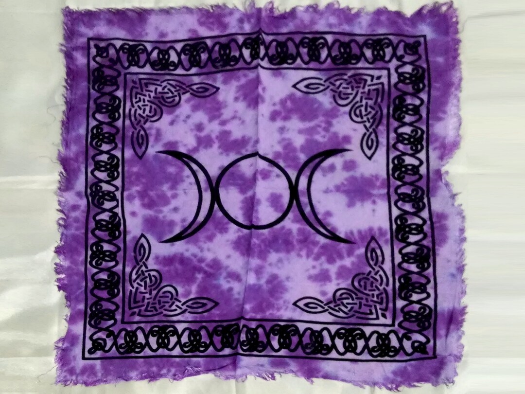 Triple Moon Altar Cloth, Tarot Cloth, Purple With Black Print, 18" X 18 ...