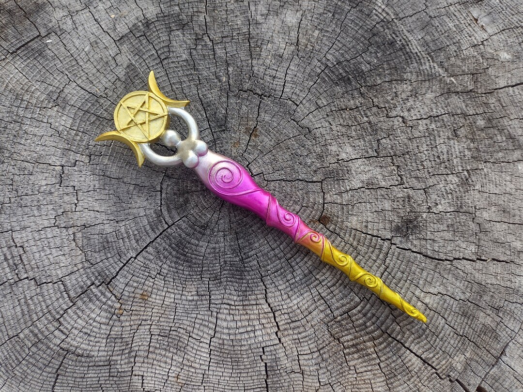 9 Triple Moon Wand Goddess Wand Hecate Wand Resin - Etsy