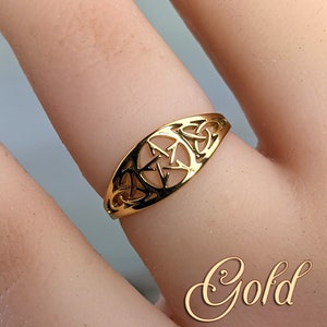Pentacle Ring, Pentagram Ring, Ritual Jewelry, Wiccan Ring, Gothic Ring ...