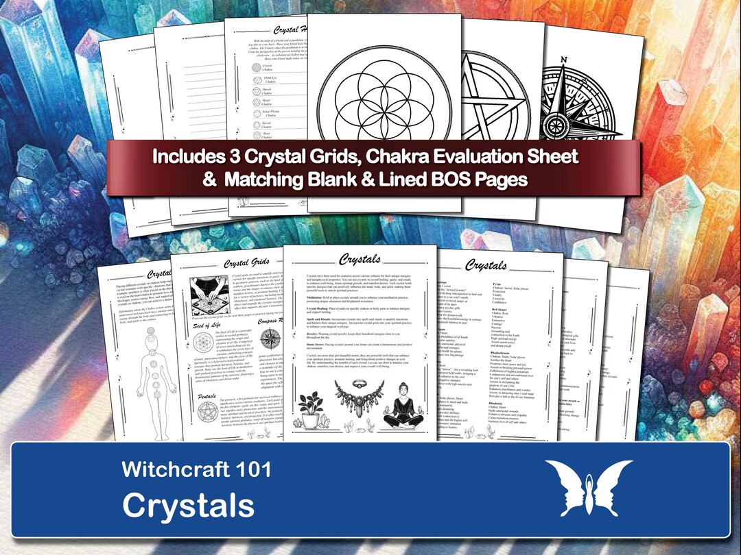 Crystal Index, Printable Book of Shadows Pages for Baby Witches and ...