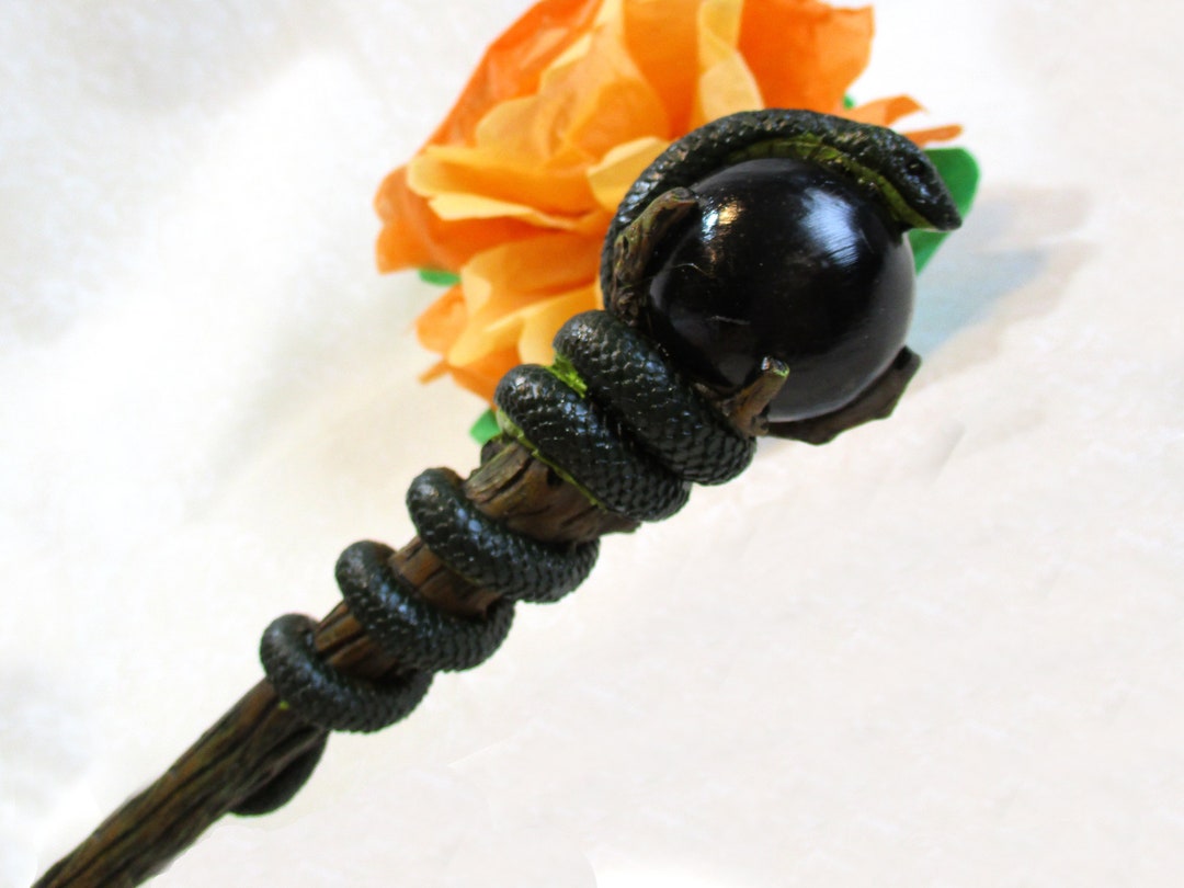 Witch Wand With Serpent Design for Wiccan Altar, Pagan Ritual Tool ...