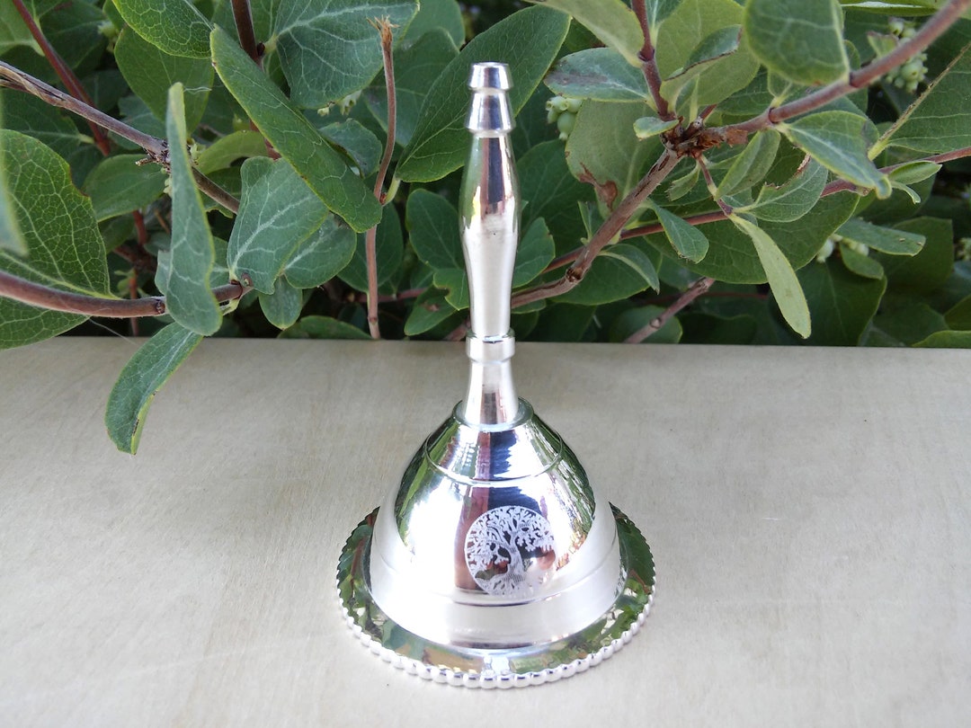 Silver Altar Bell, Tree of Life, Small Ritual Bell, Wiccan Ceremonial ...