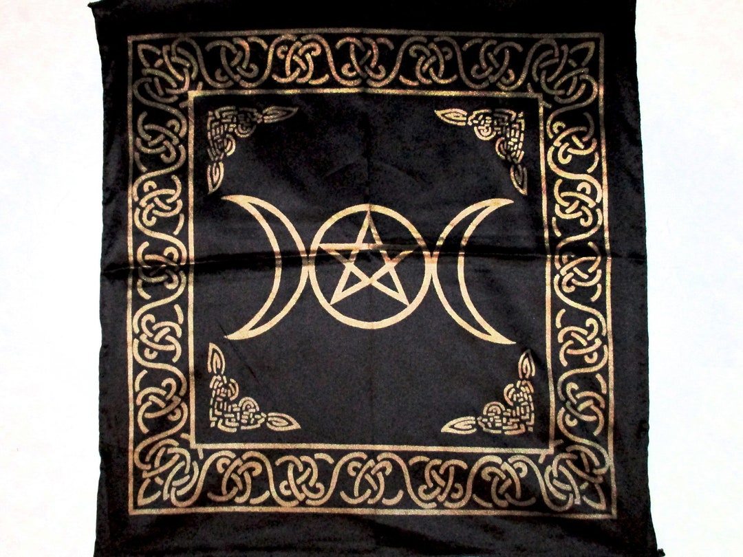 Black Triple Moon Altar Cloth, 20" X 20" With Gold Print #20046 - Etsy