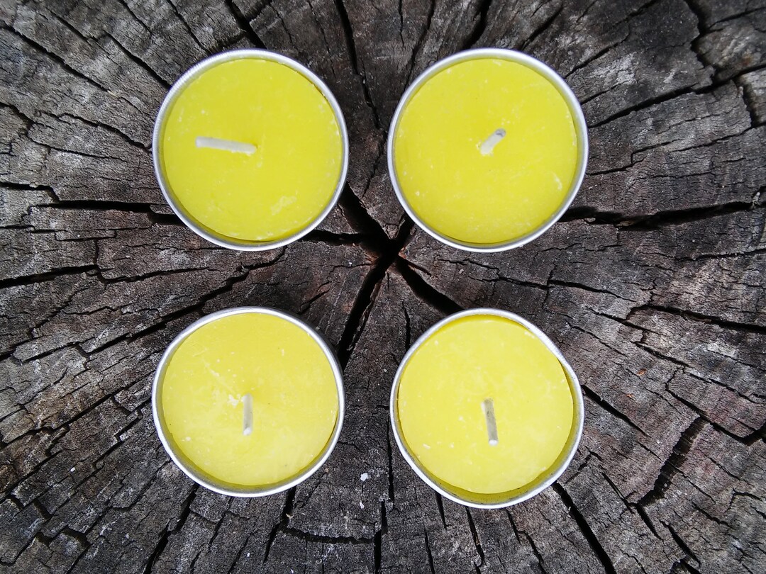 Yellow Tea Light Candles, 4 Pack, Unscented Tea Lights, Ritual Candles ...