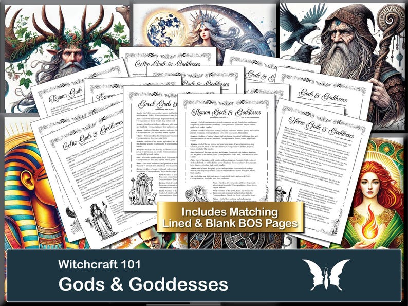 Gods and Goddesses, Printable Book of Shadows Pages for Baby Witches ...
