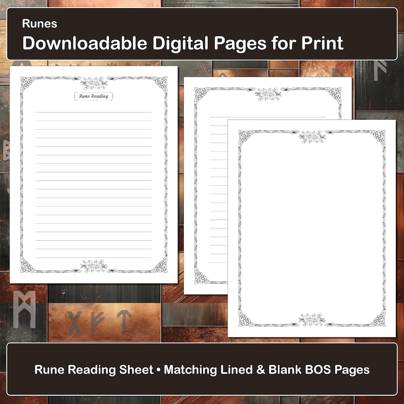 Runes, Printable Book of Shadows Pages for Baby Witches and Beginners ...