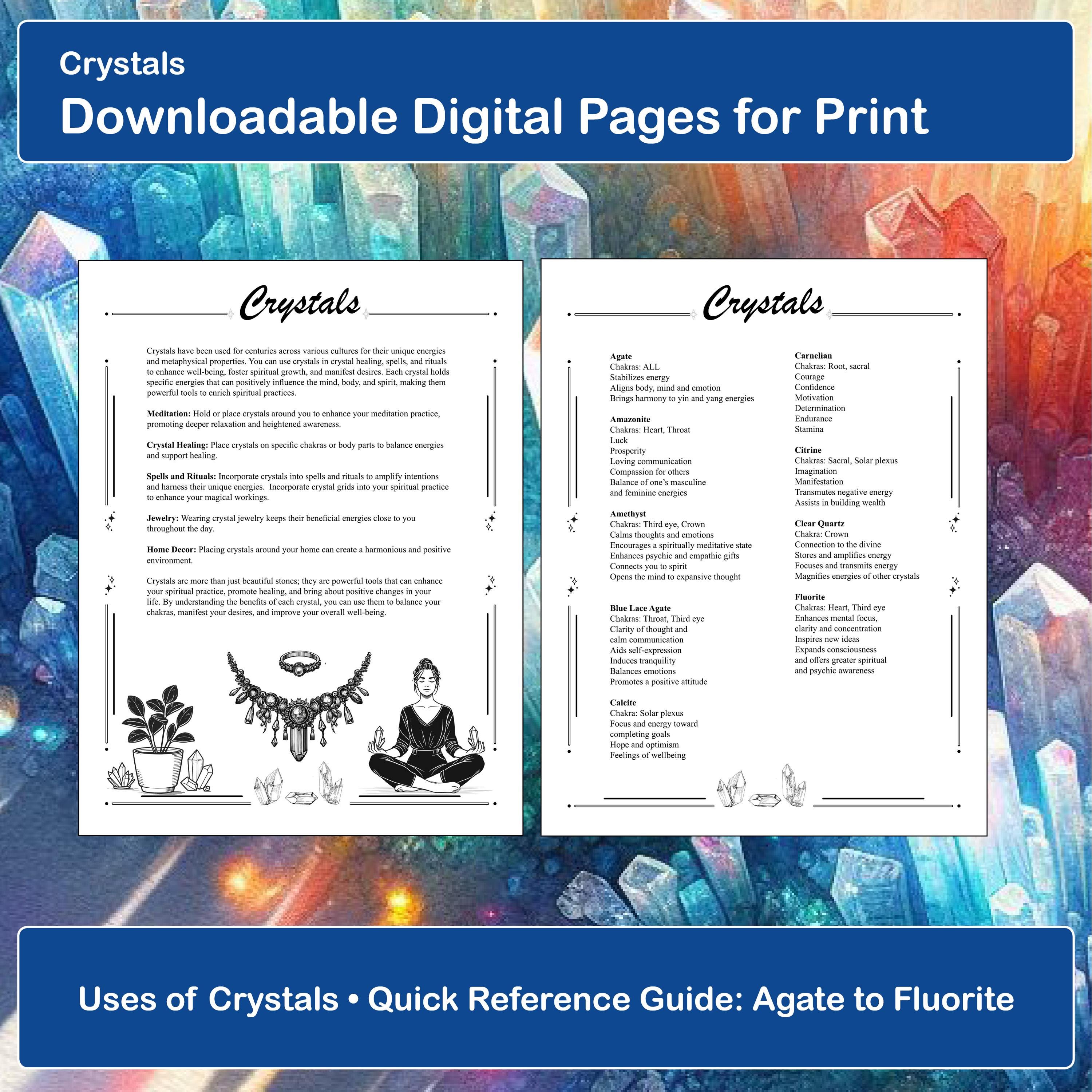 Crystal Index, Printable Book of Shadows Pages for Baby Witches and ...