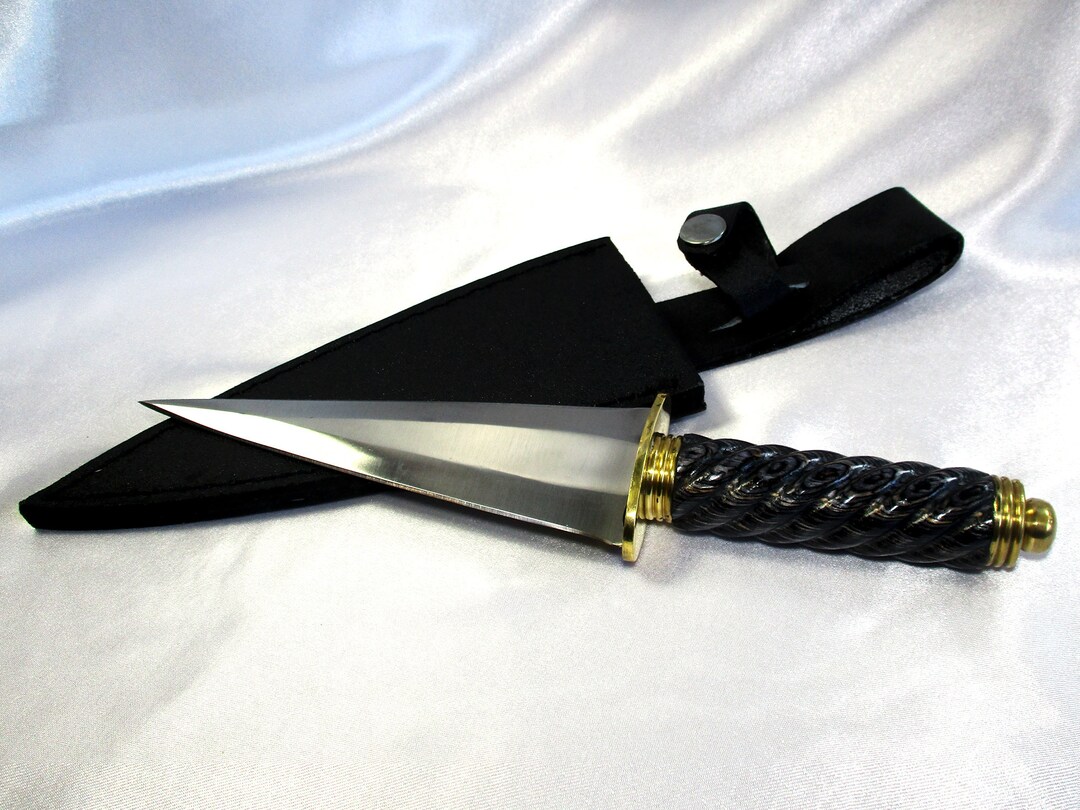 Roman Style Ritual Dagger With Carved Wood Black Handle, Altar Athame ...