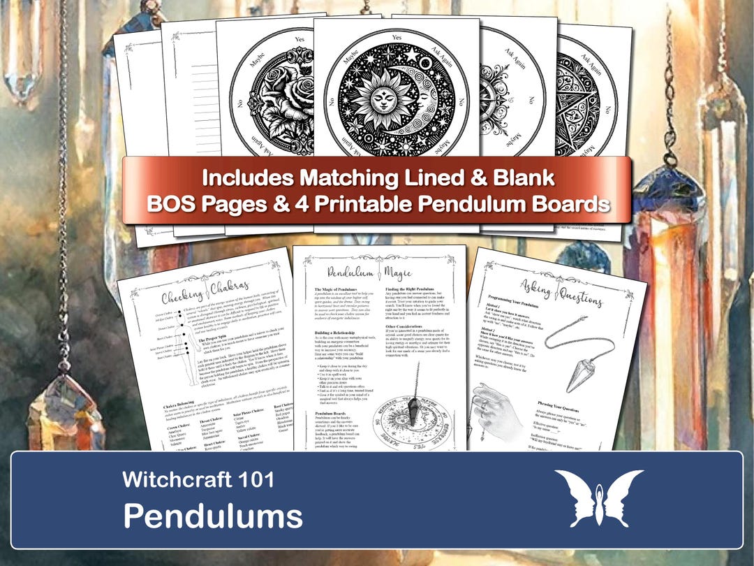 Pendulums, Printable Book of Shadows Pages for Baby Witches and Beginners, Digital Grimoire Set ...