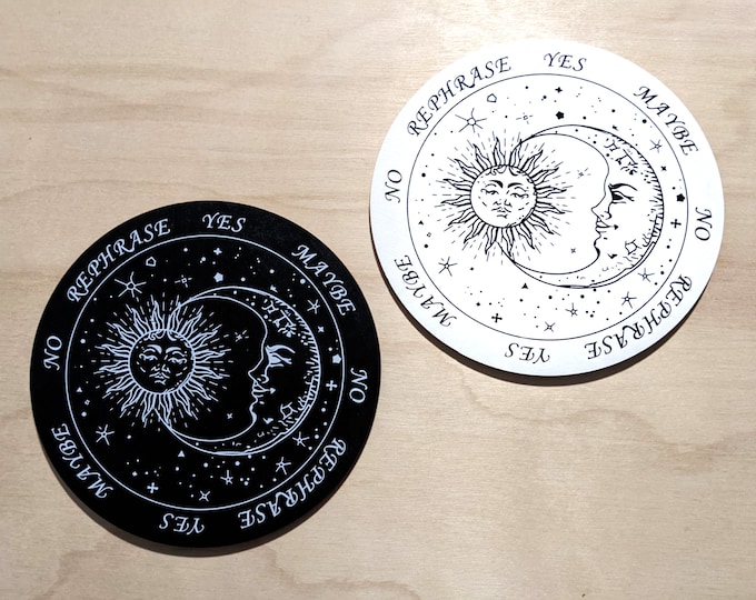 Wood Pendulum Board, Pendulum Mat With Sun & Moon Design, 6" Diameter ...