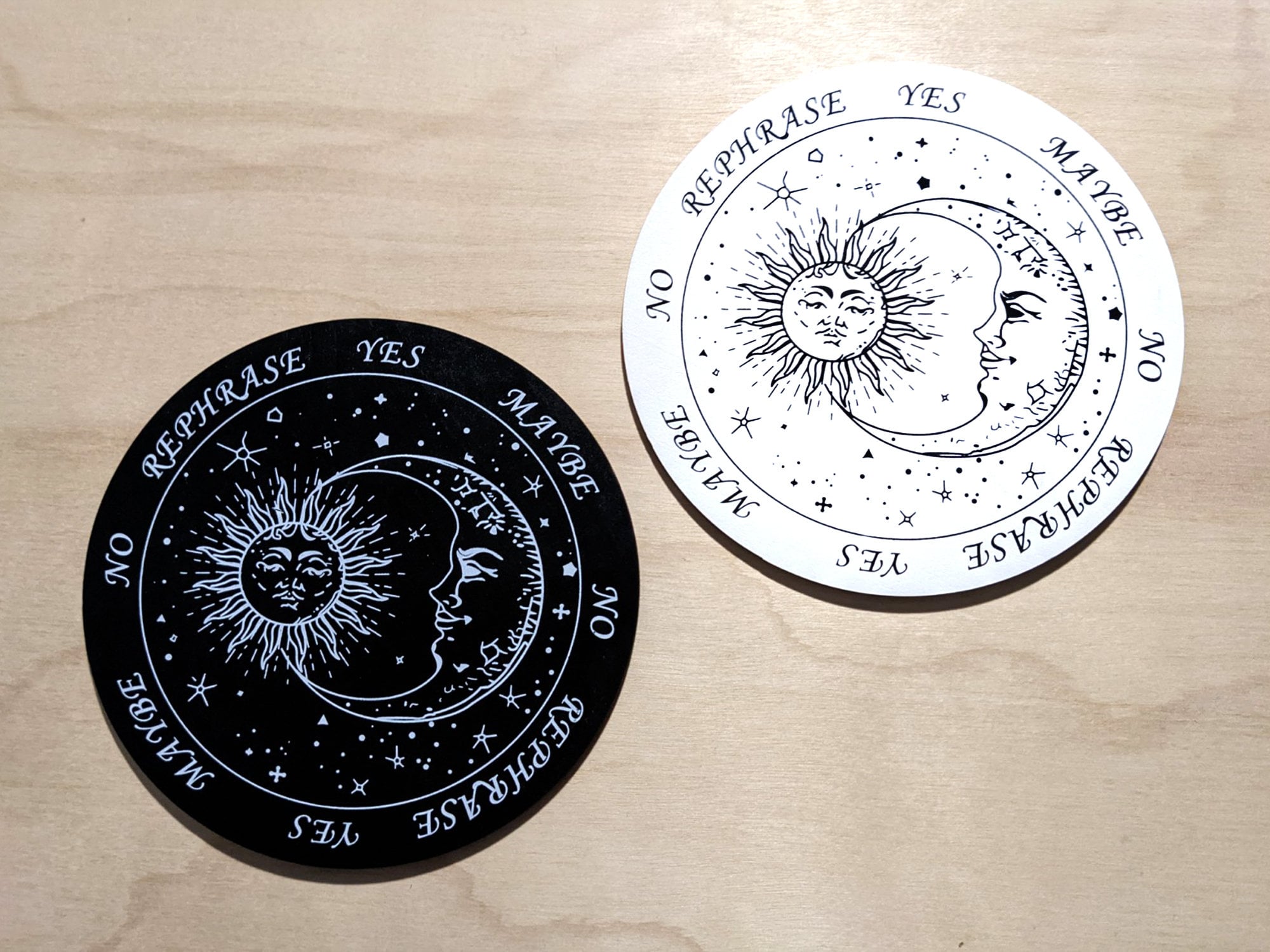 Wood Pendulum Board Pendulum Mat With Sun & Moon Design - Etsy